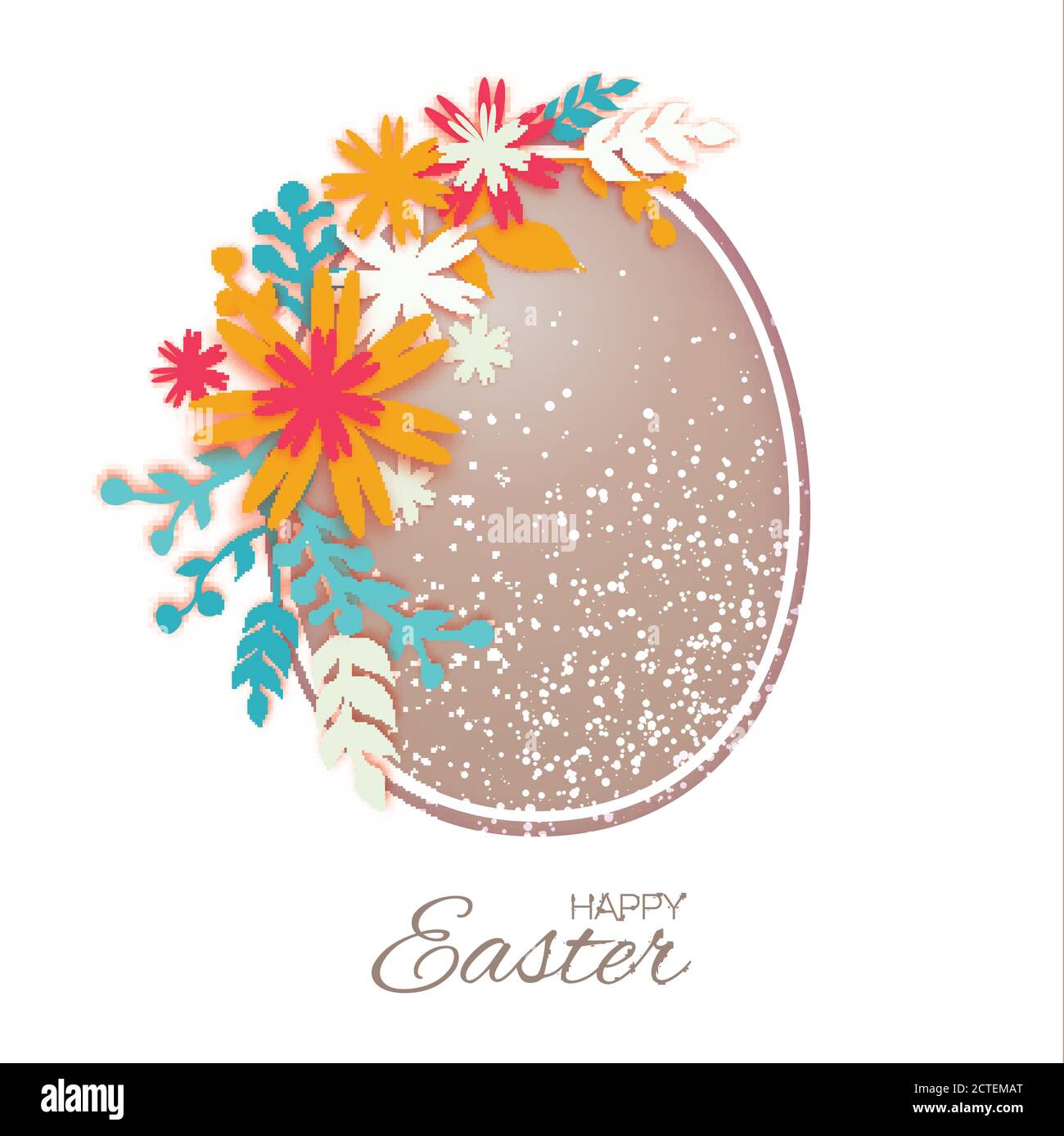 Origami Happy Easter Greeting card. Colorful Paper cut Easter Egg ...