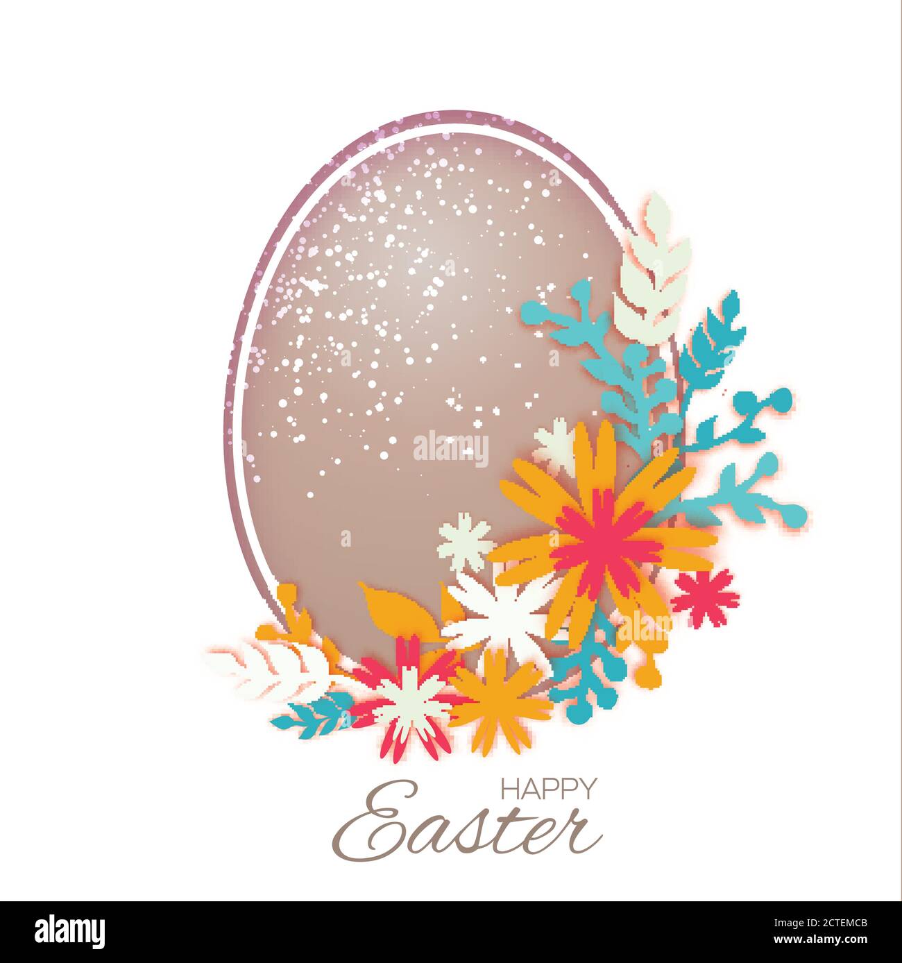 Origami Happy Easter Greeting card. Colorful Paper cut Easter Egg ...