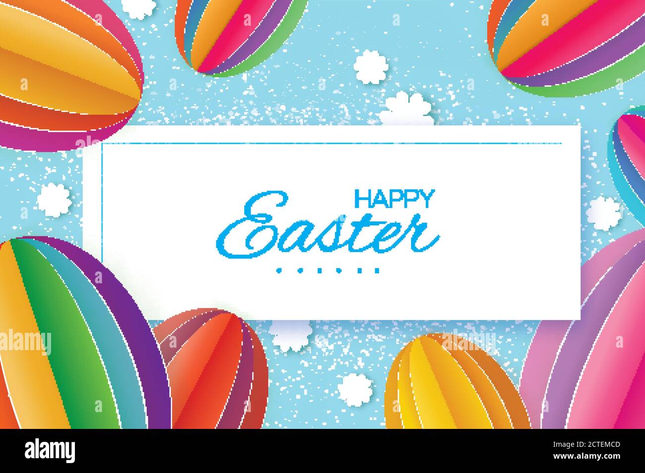 Origami Happy Easter Greeting card. Colorful Paper cut Easter Egg,white ...