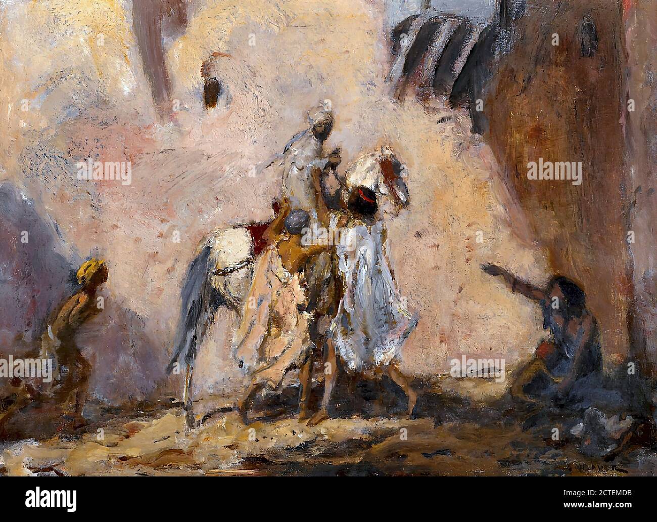 Bauer Marius - an Arab Horseman Accosted by Figures in a Street - Dutch ...