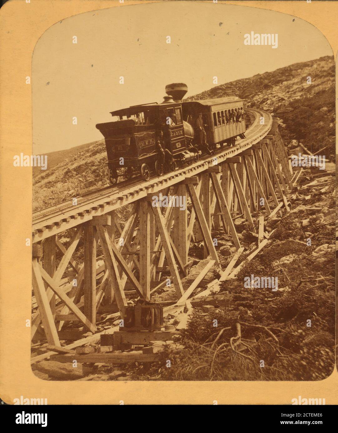 Train going up Mt. Washington, N.H., Littleton View Co., Mountain ...