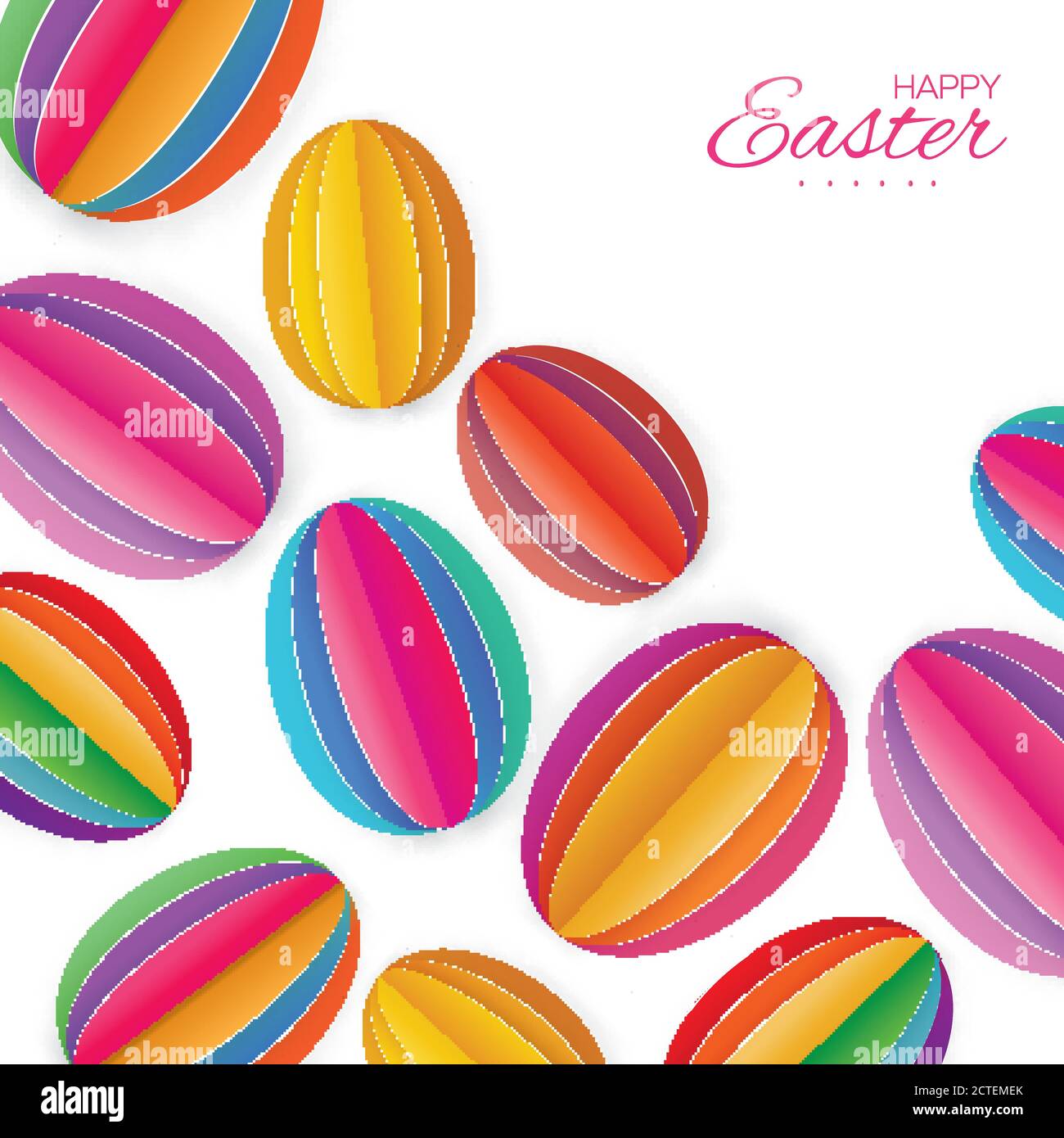 Origami Happy Easter Greeting card. Colorful Paper cut Easter Egg ...