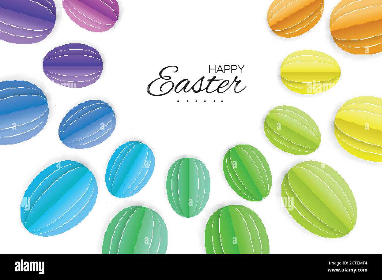 Origami Happy Easter Greeting card. Colorful Paper cut Easter Egg ...