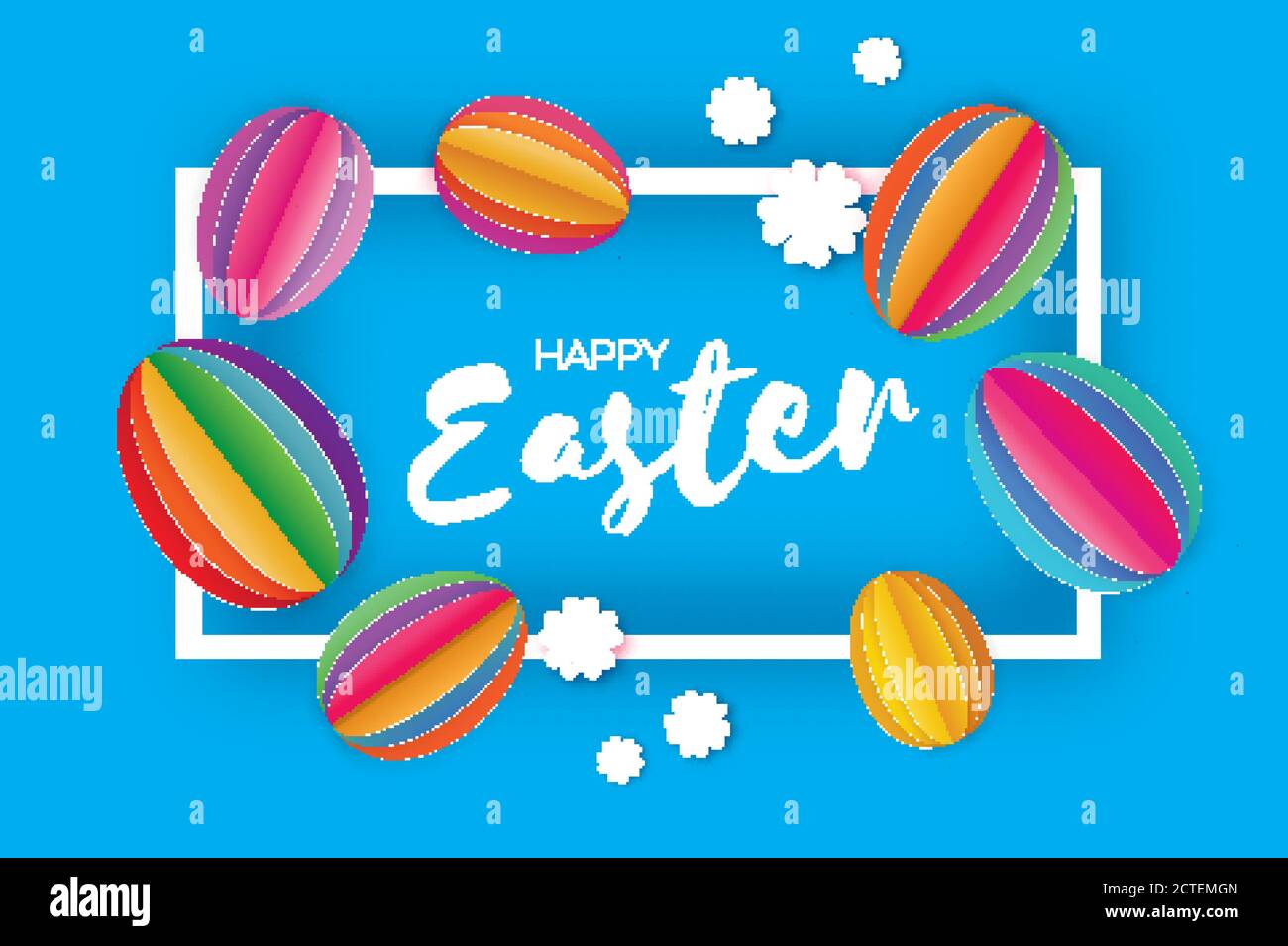 Origami Happy Easter Greeting card.. Colorful Paper cut Easter Egg ...