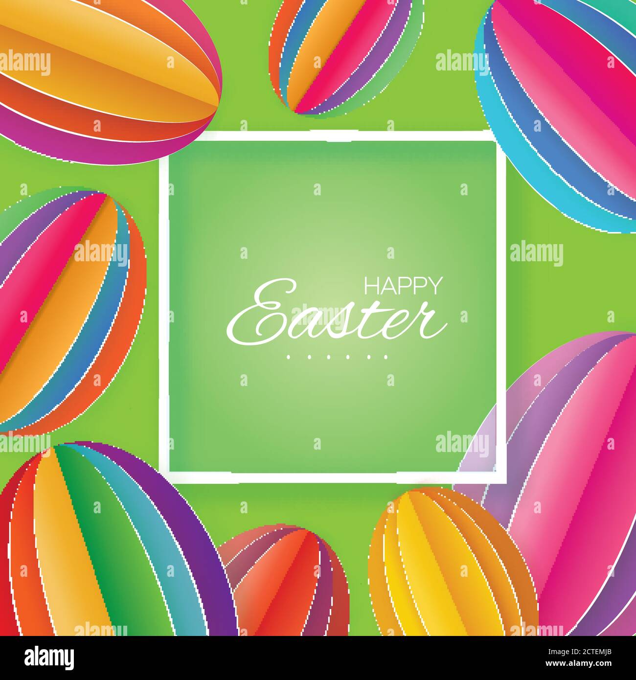 Origami Happy Easter Greeting card. Colorful Paper cut Easter Egg ...