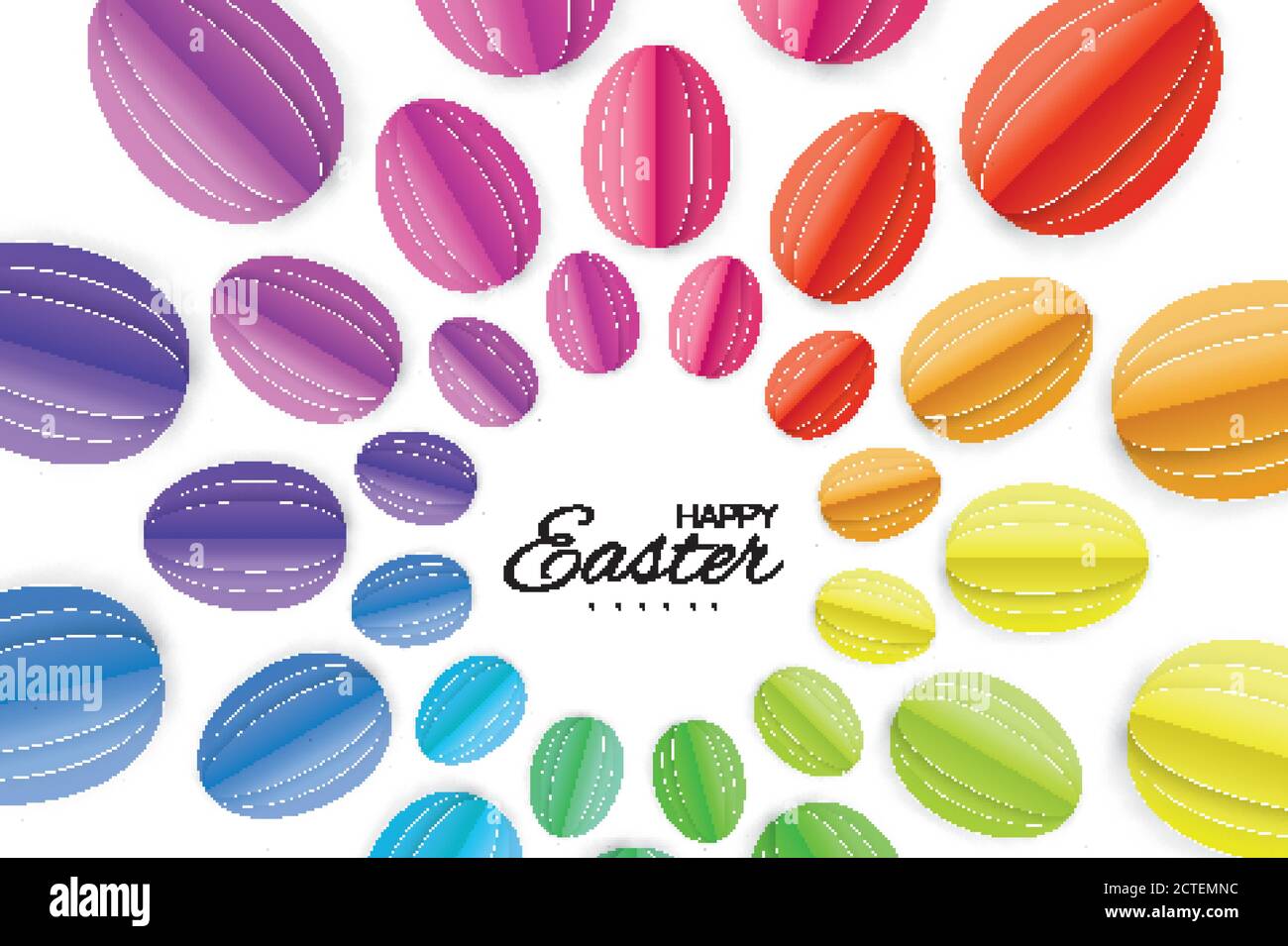 Origami Happy Easter Greeting card. Colorful Paper cut Easter Egg ...