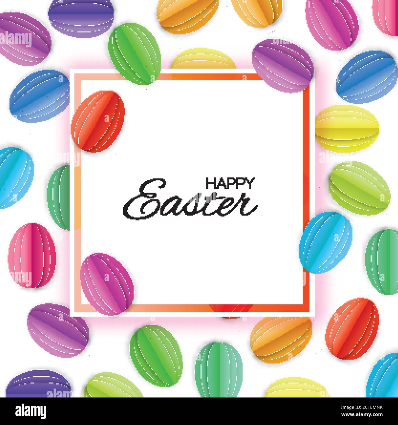 Origami Happy Easter Greeting card. Three Colorful Paper cut Easter Egg ...