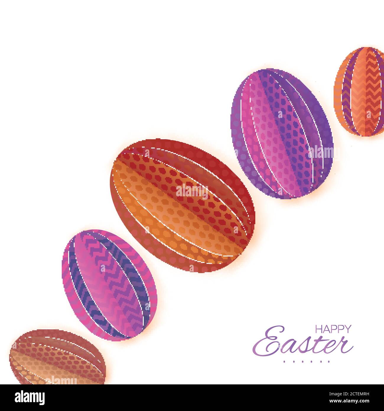 Origami Happy Easter Greeting card. Colorful Paper cut pastel Easter ...