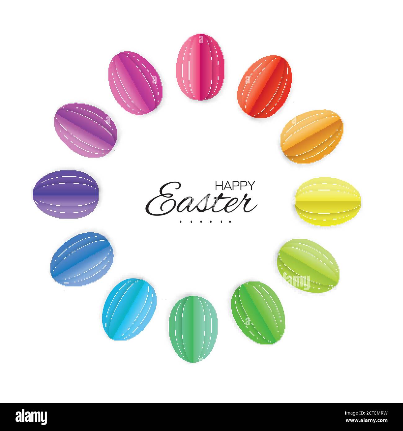 Origami Happy Easter Greeting card. Colorful Paper cut Easter Egg. Oval ...