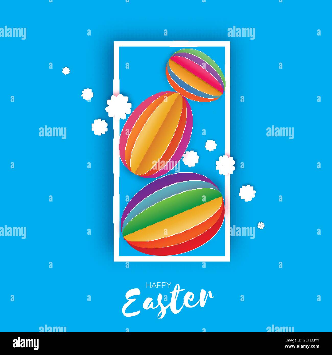 Origami Happy Easter Greeting card. Three Colorful Paper cut Easter Egg ...