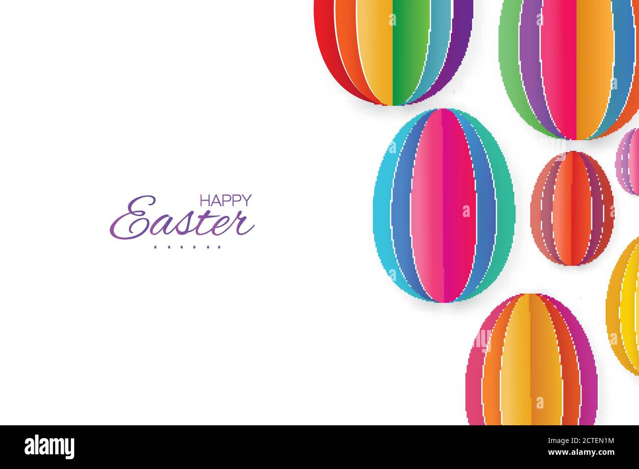 Origami Happy Easter Greeting card. Colorful Paper cut Easter Egg ...