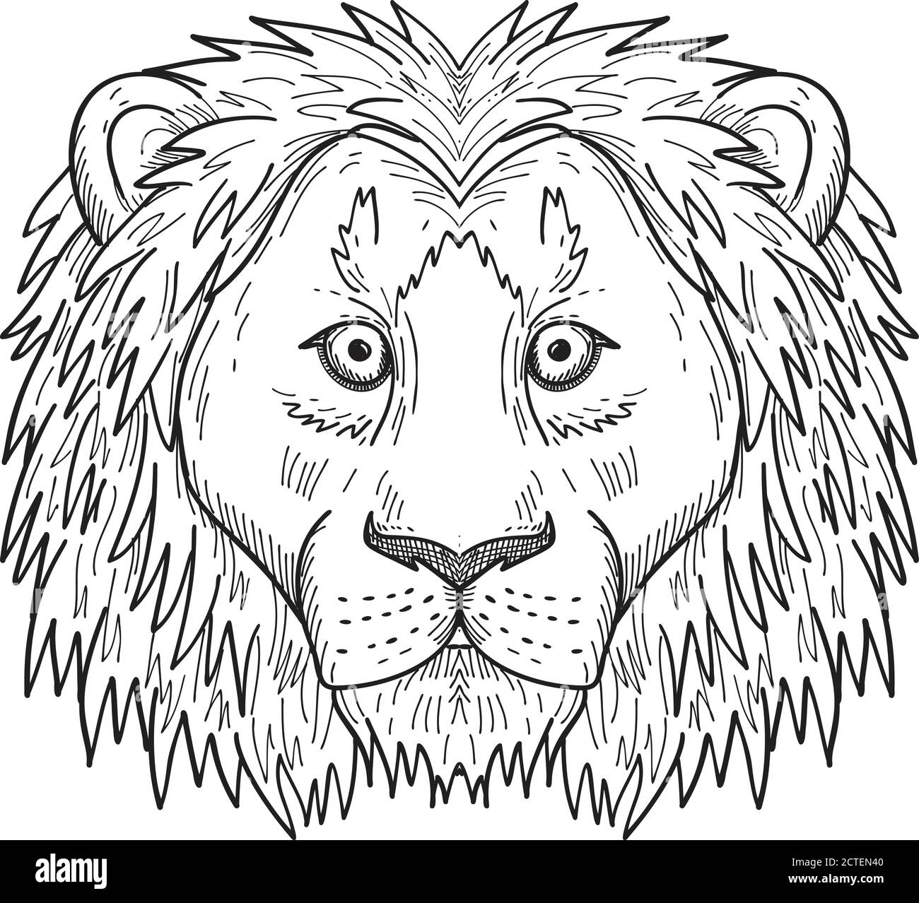 Black and white drawing sketch style illustration of a head of coward ...