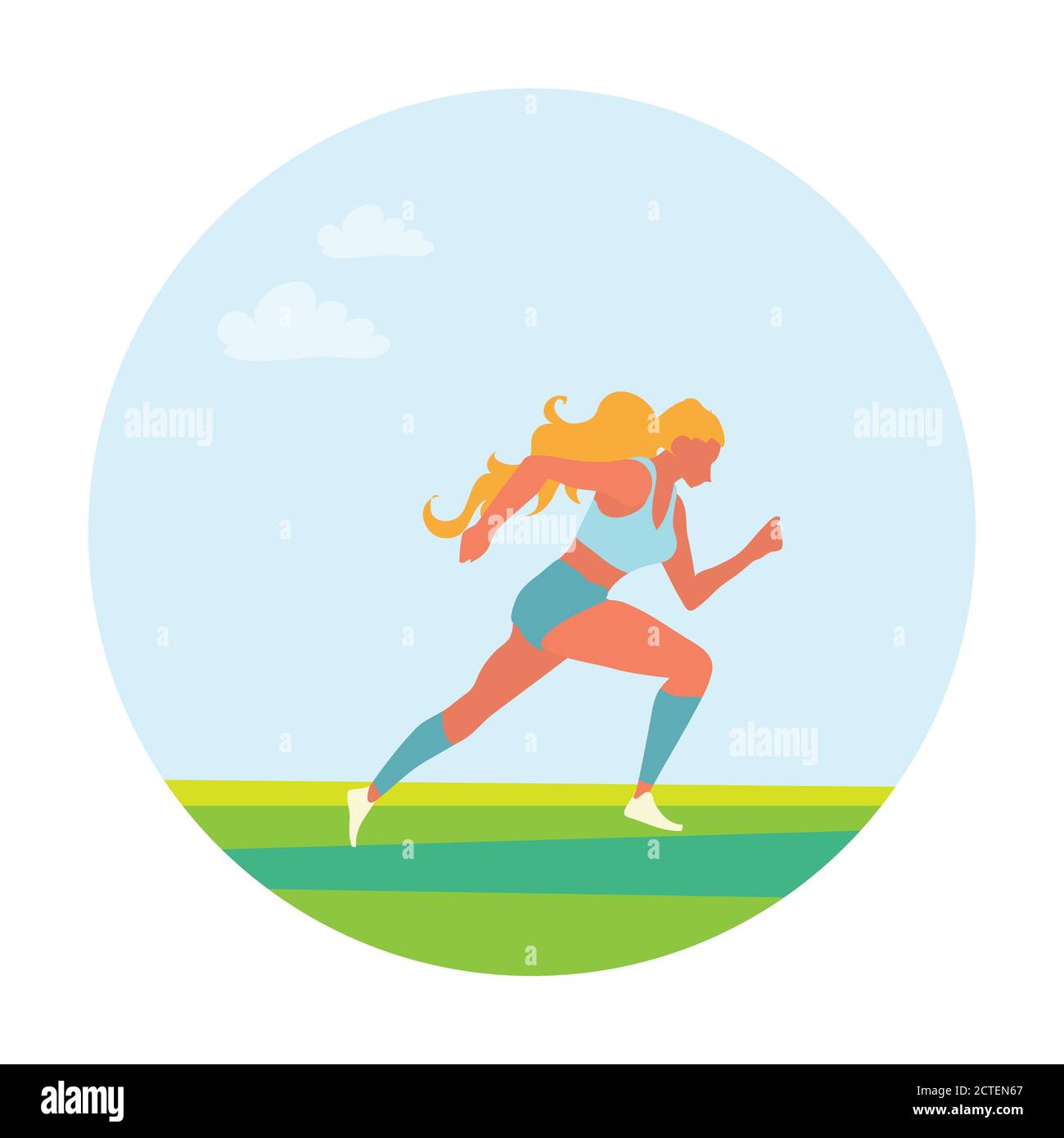 Woman running. Girl run, jogge. Sport Tournament. Summertime Sport wear ...