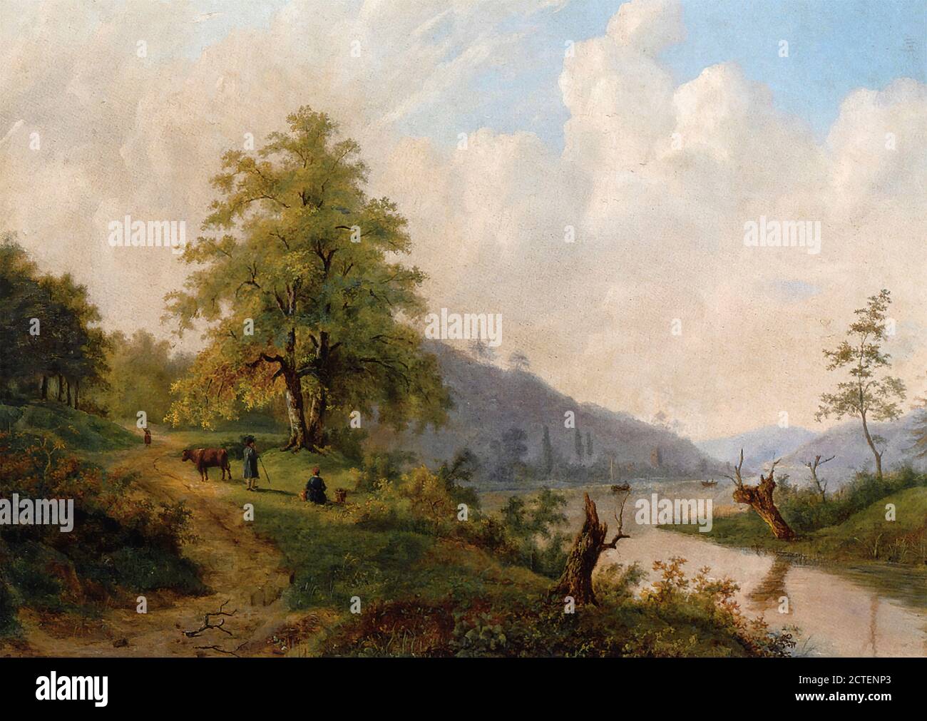 Bodeman Willem - Figures in a River Landscape - Dutch School - 19th ...