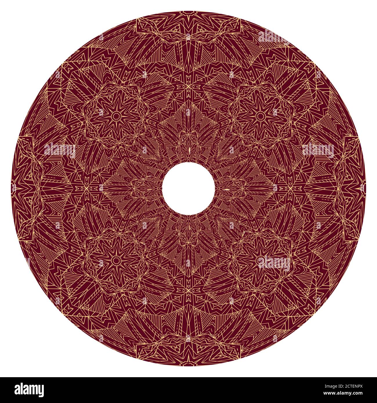 Round frame with arabic red pattern. Boho pattern of lines. Vector ...