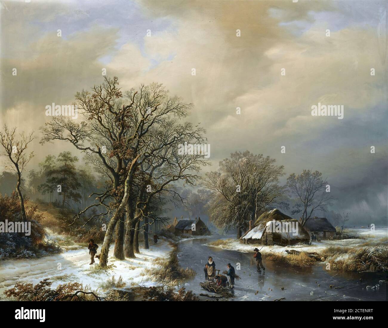 Bodeman Willem - Winter Landscape with Woodgatherers on the Ice - Dutch ...