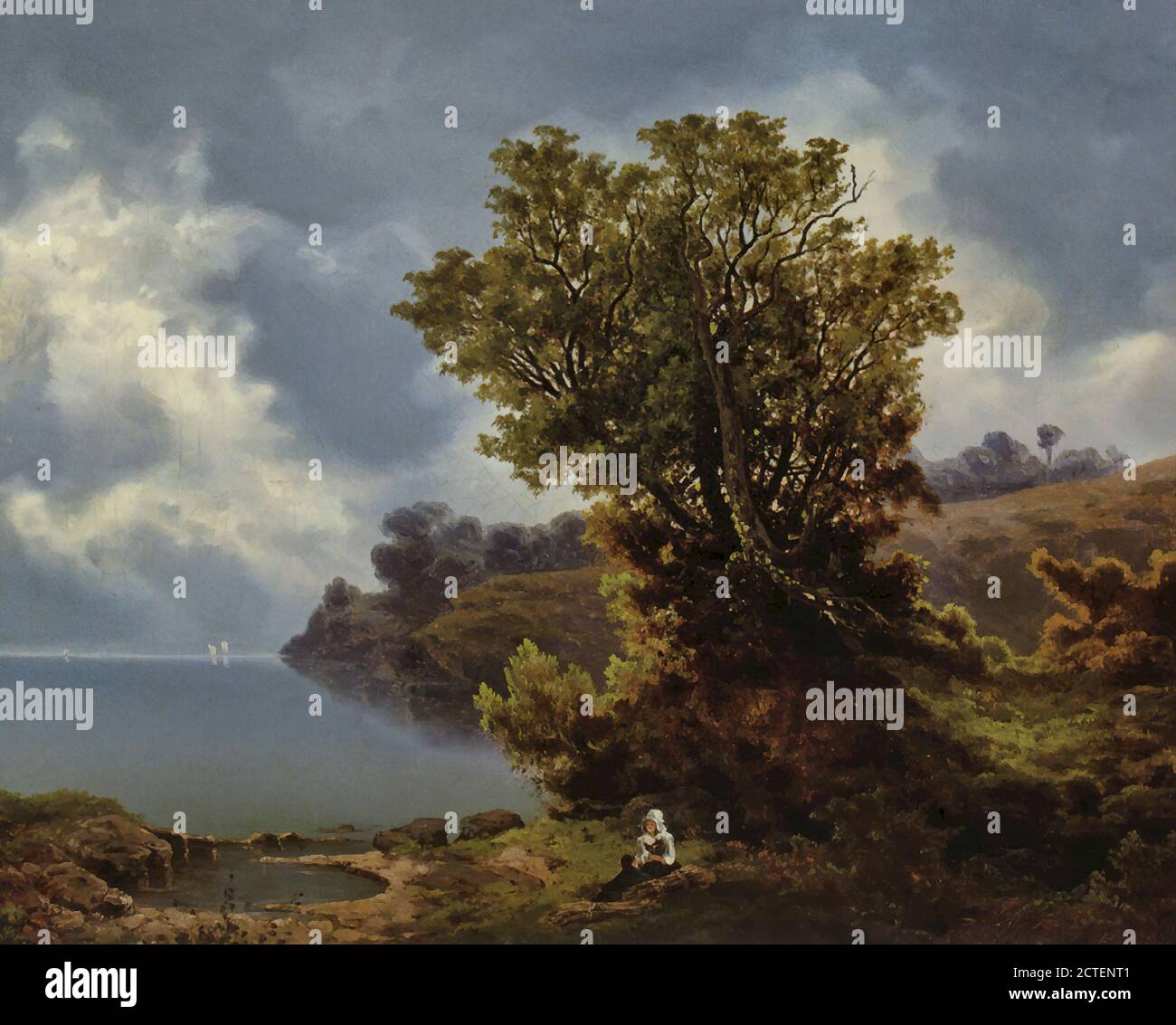 Bodeman Willem - Two Figures Seated Under a Tree with a Storm ...