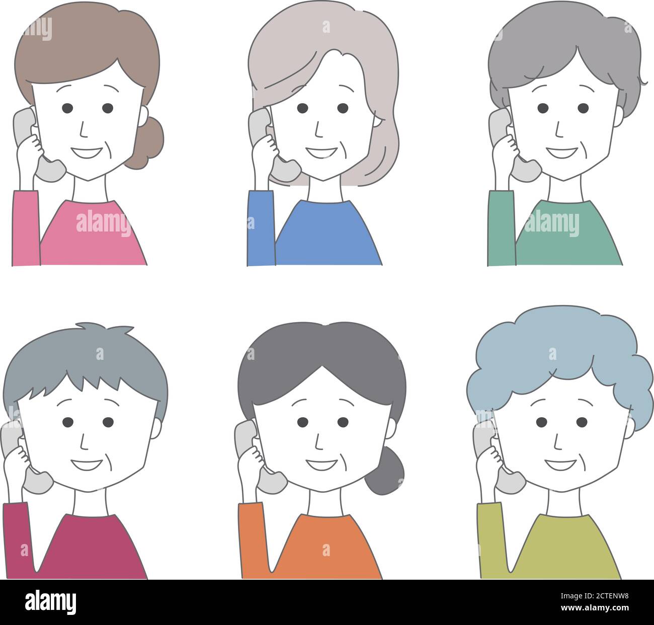 Middle aged women on the phone with a smile. Vector illustration ...