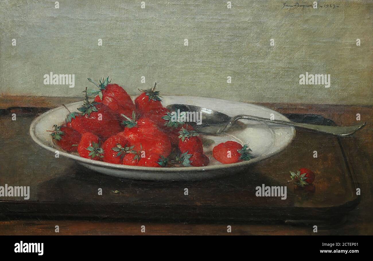 Bogaerts Jan - Stilleven Met Aardbeien Op Een Aardewerken Bord - Dutch School - 19th Century ...