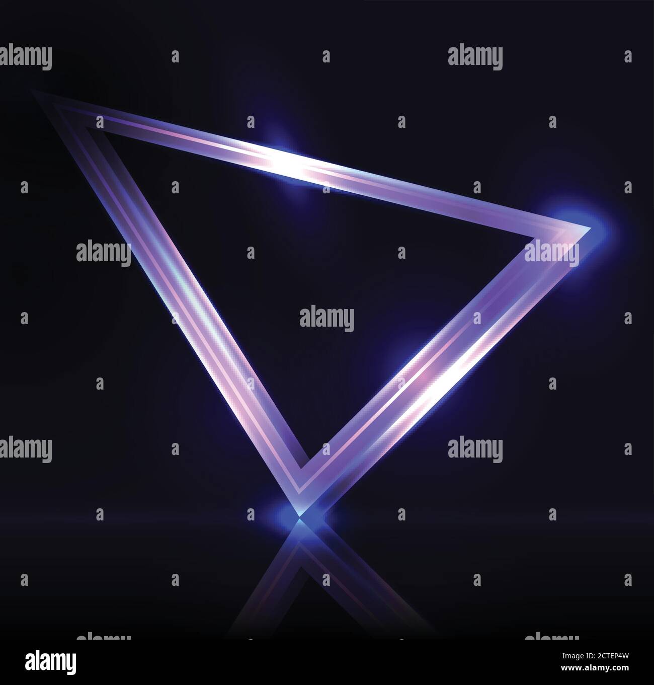 Neon triangle with highlights. Vector neon frame with place for text ...