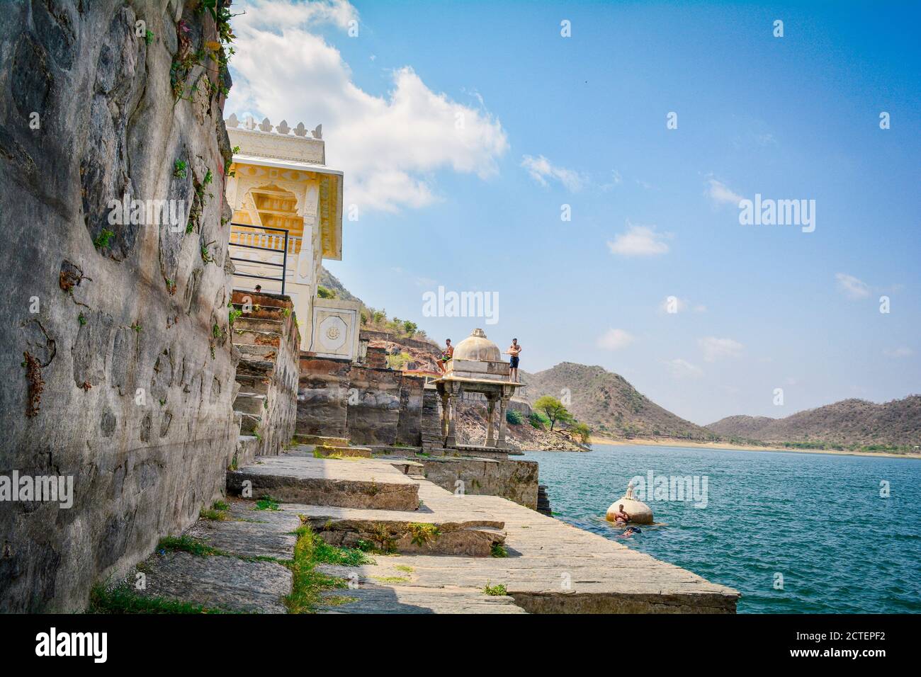 amazing view from riverside with mountain, man,fort Stock Photo - Alamy