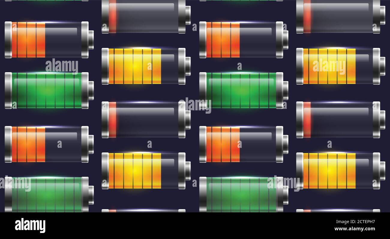 Seamless texture with various types of transparent batteries charge ...