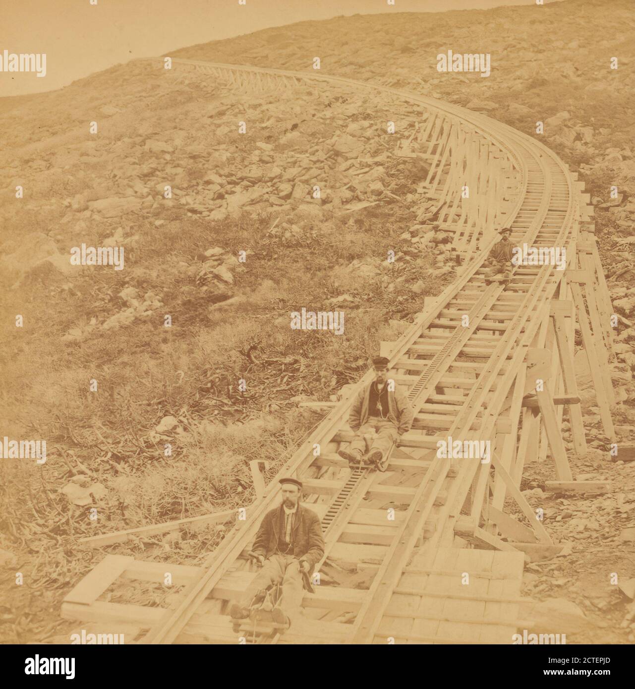 Sliding down Jacob's Ladder, Mt. Washington Railway., Kilburn Brothers ...