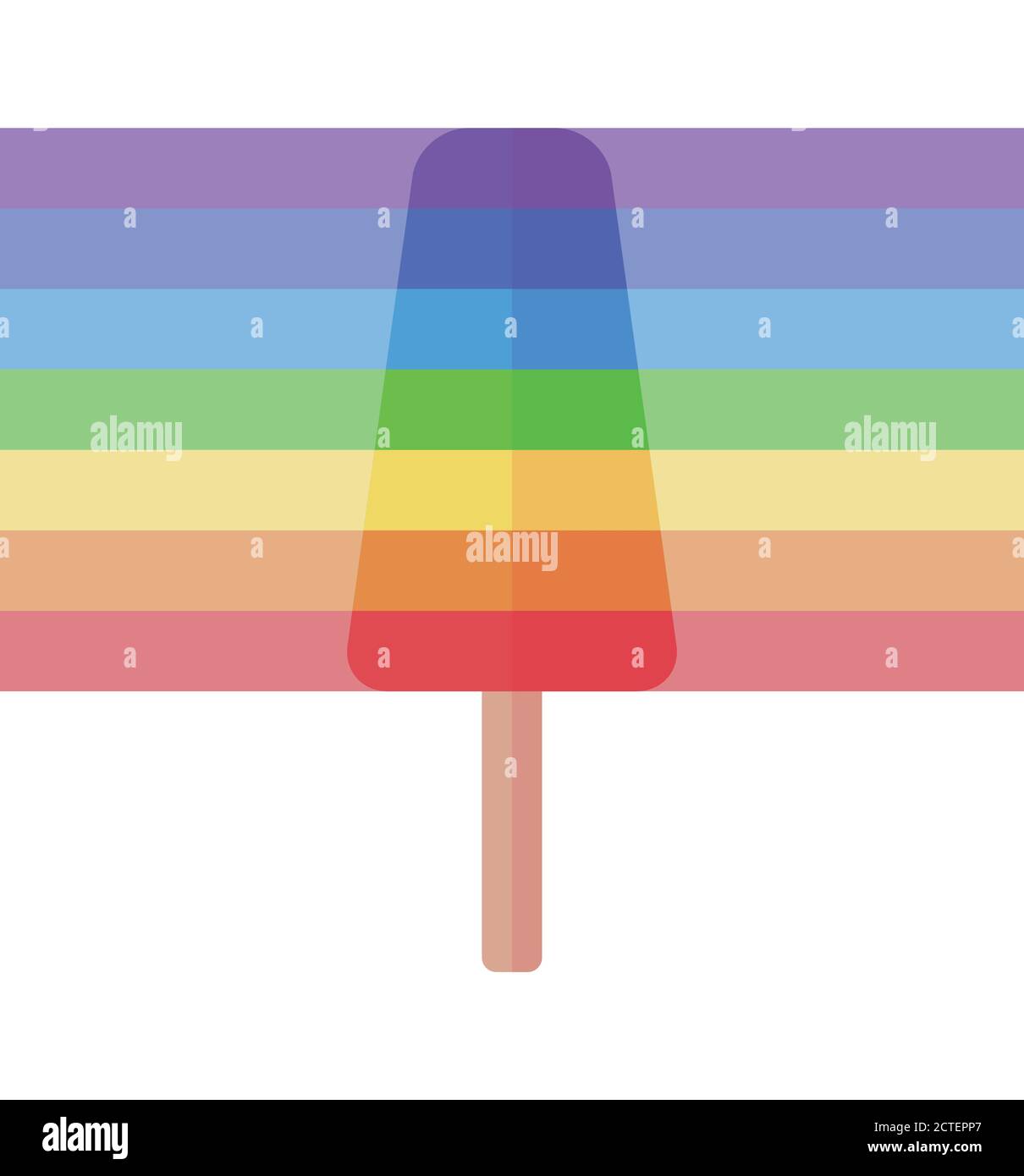 Simple illustration of rainbow ice cream on stick. Ice on stick. Vector ...