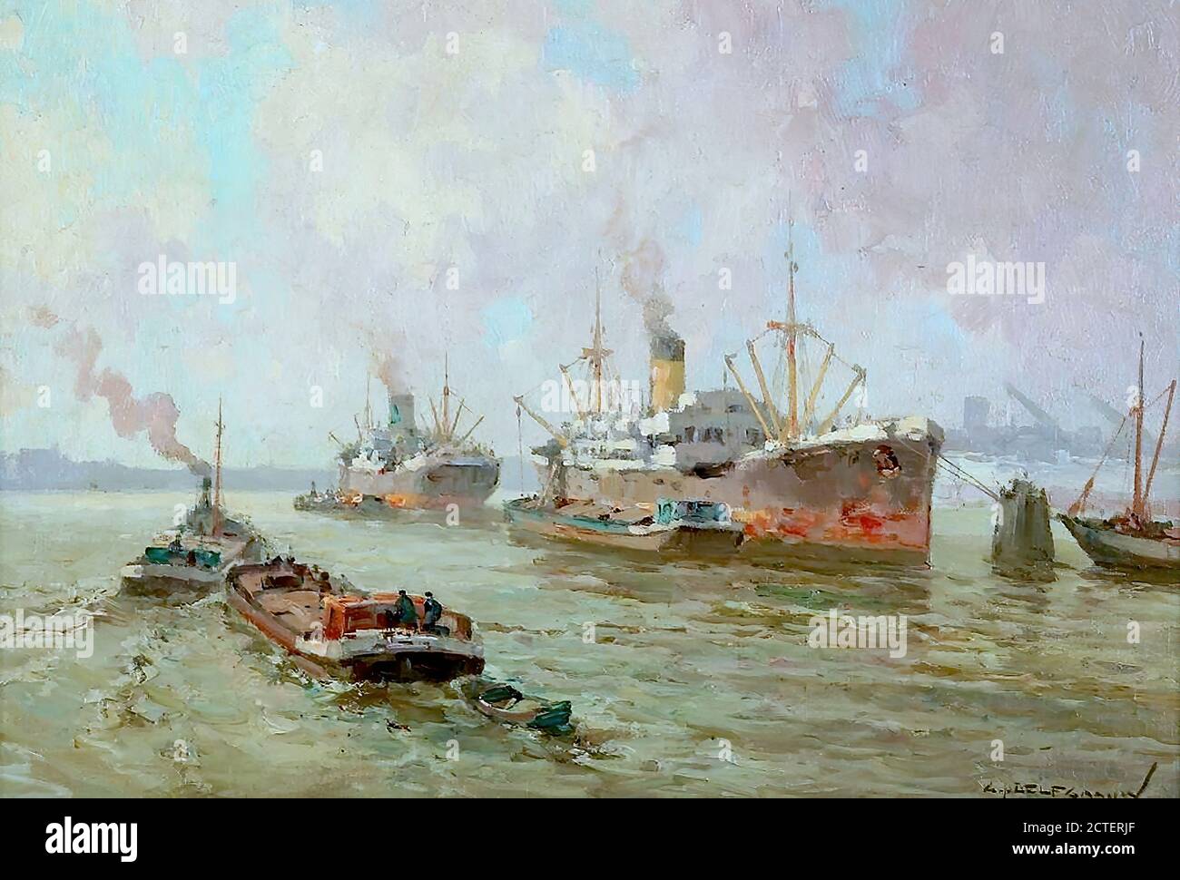 Delfgaauw Gerardus Johannes - Ships in Port - Dutch School - 19th ...