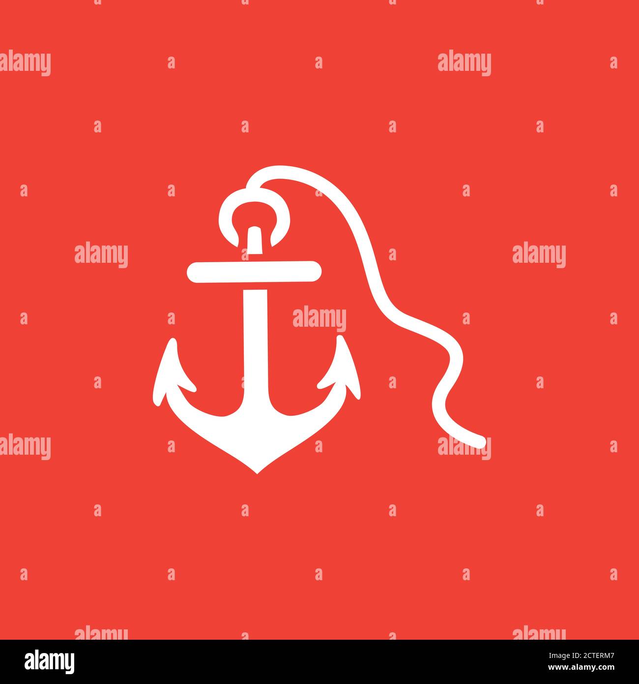 Anchor Red Icon On White Background. Red Flat Style Vector Illustration ...