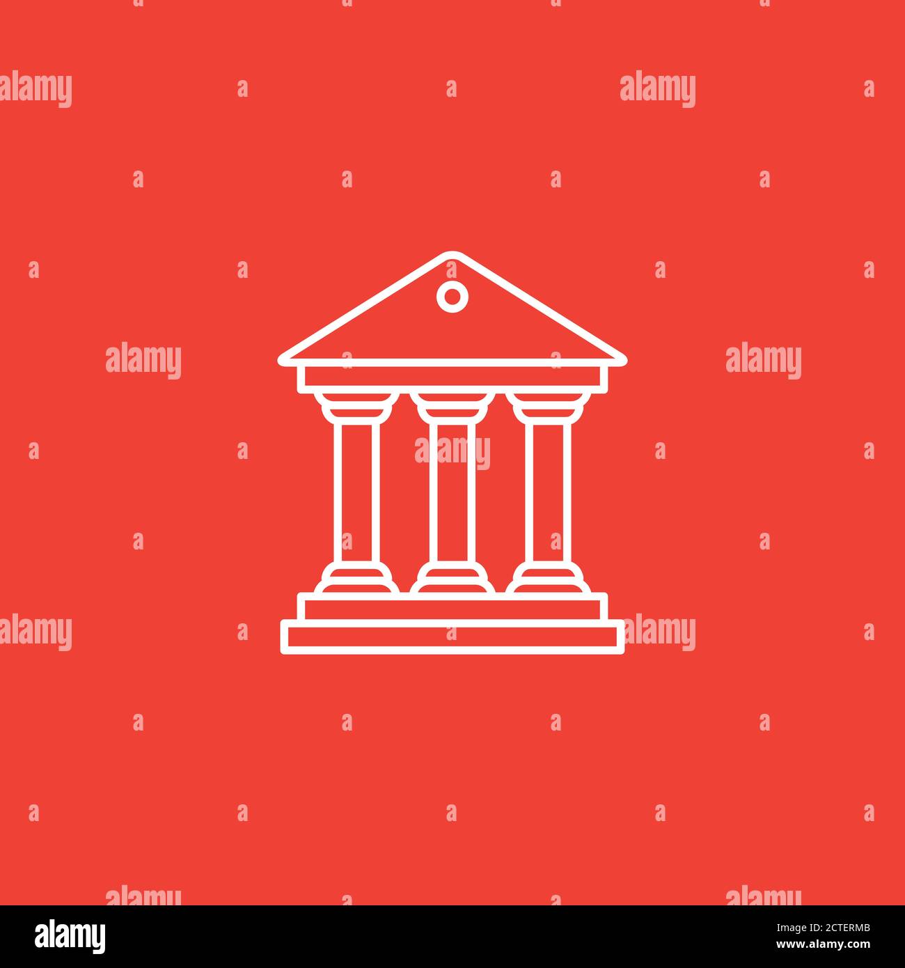 Bank Line Red Icon On White Background. Red Flat Style Vector ...