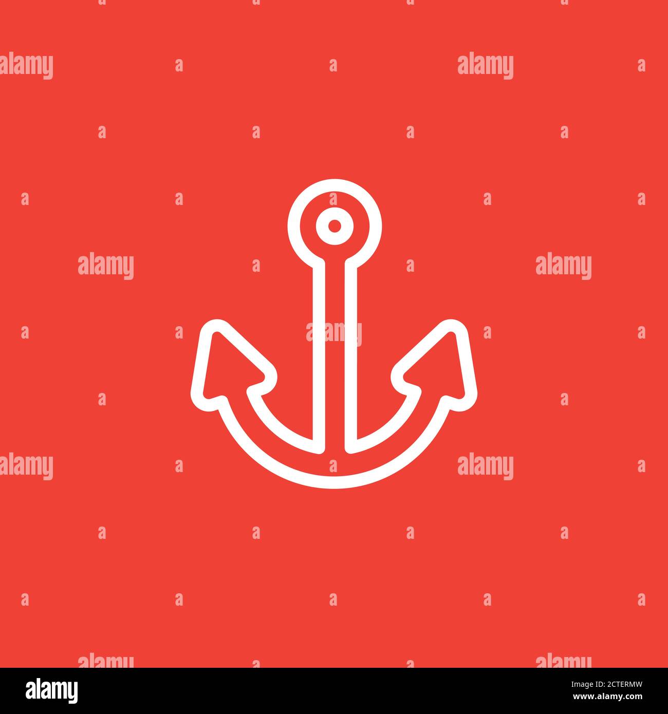 Anchor Line Red Icon On White Background. Red Flat Style Vector ...