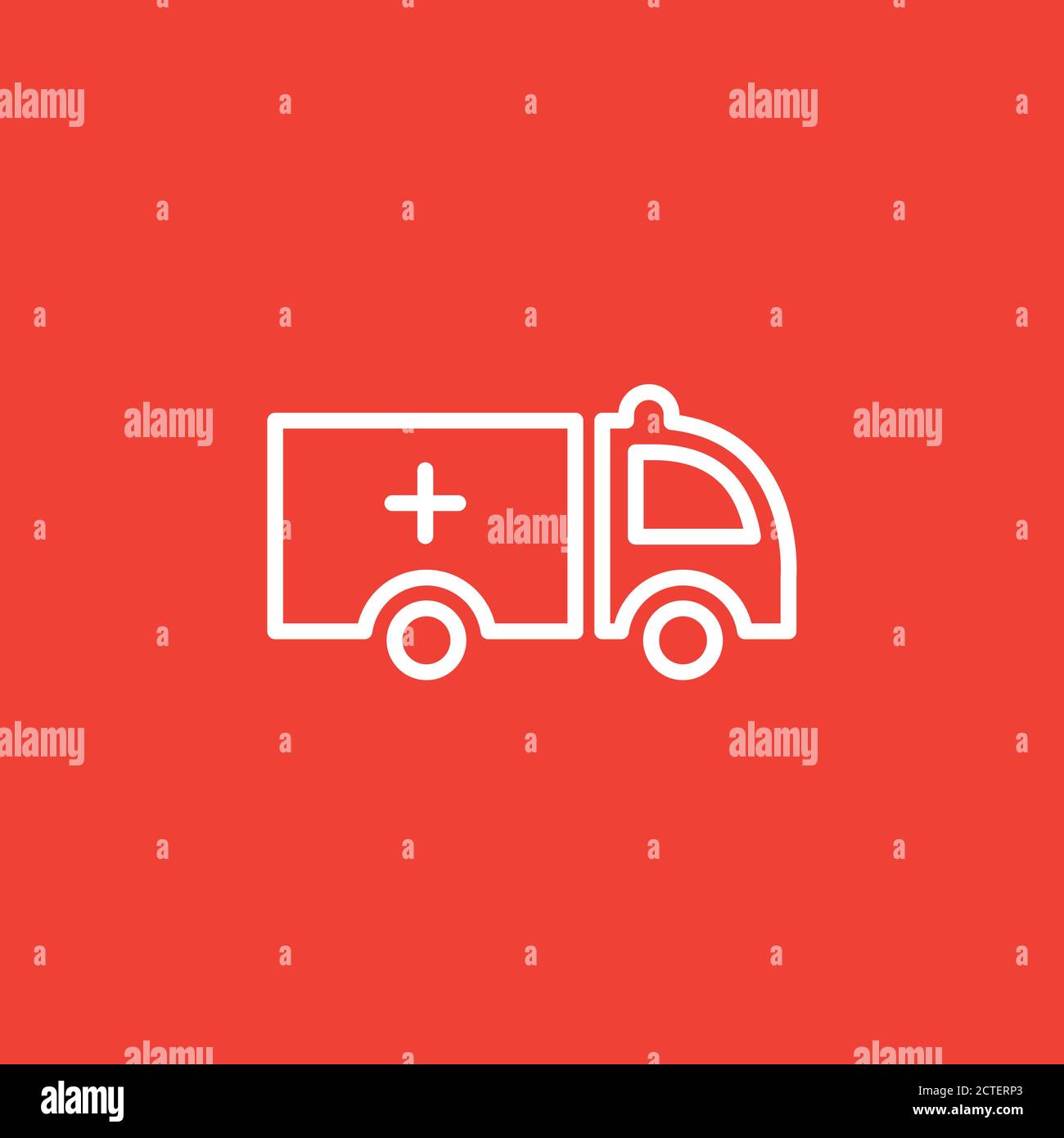Ambulance Line Red Icon On White Background. Red Flat Style Vector ...
