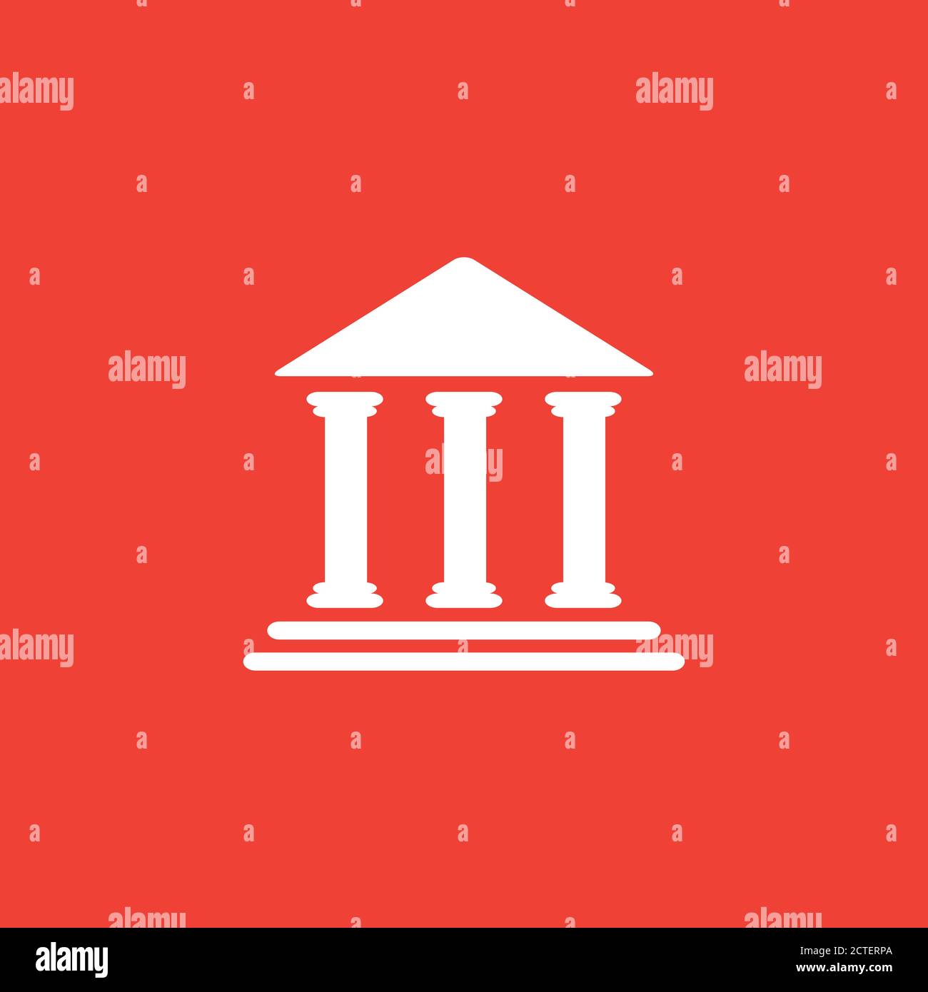 Bank Red Icon On White Background. Red Flat Style Vector Illustration ...