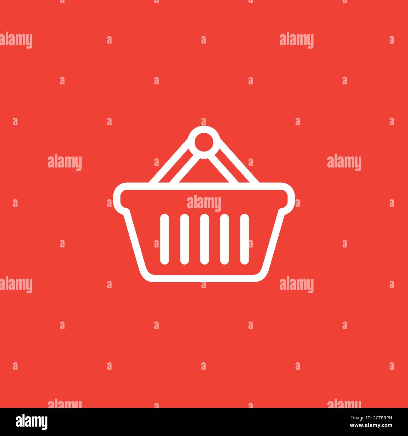 Basket Line Red Icon On White Background. Red Flat Style Vector ...