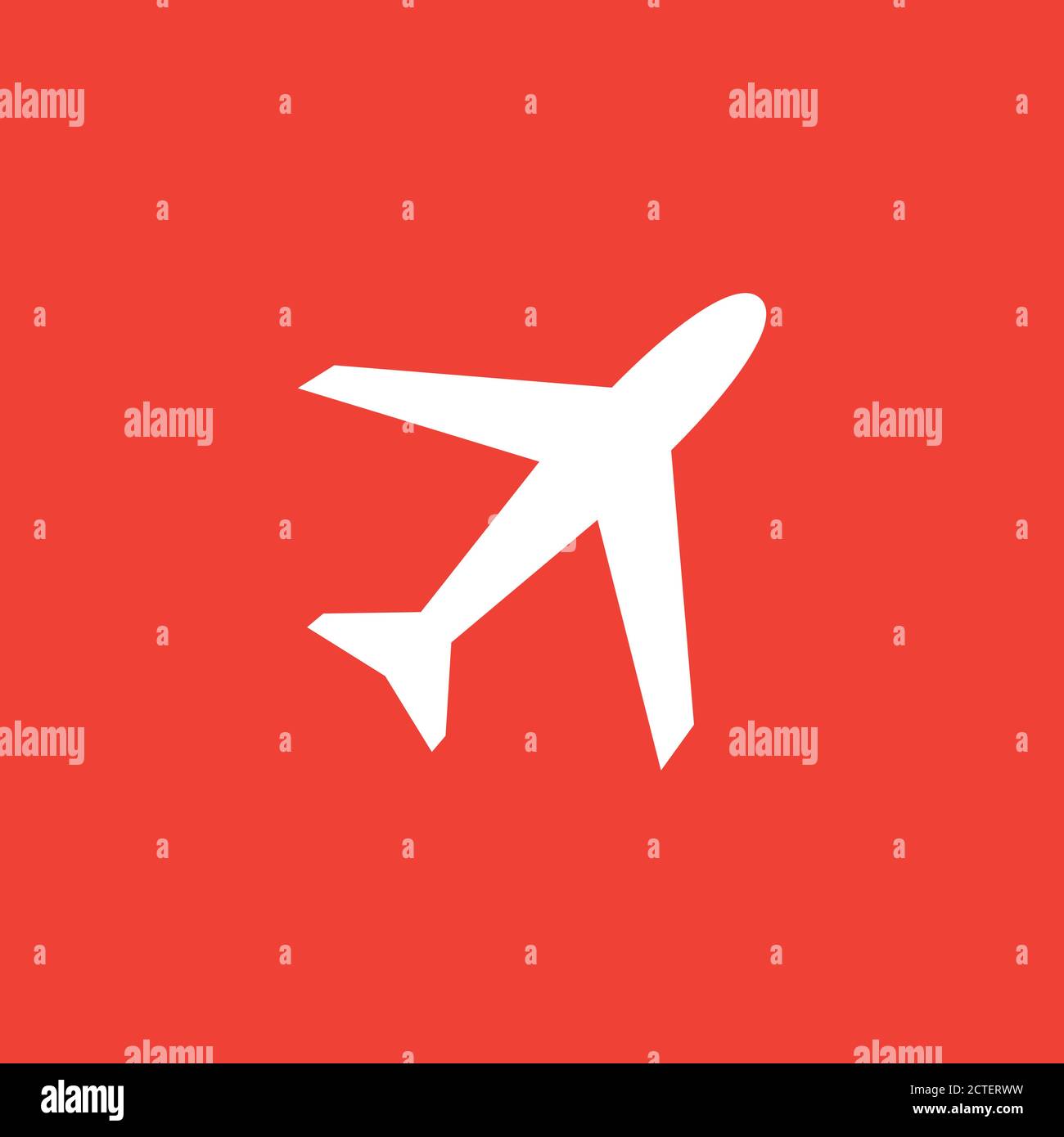 Airplane Red Icon On White Background. Red Flat Style Vector ...