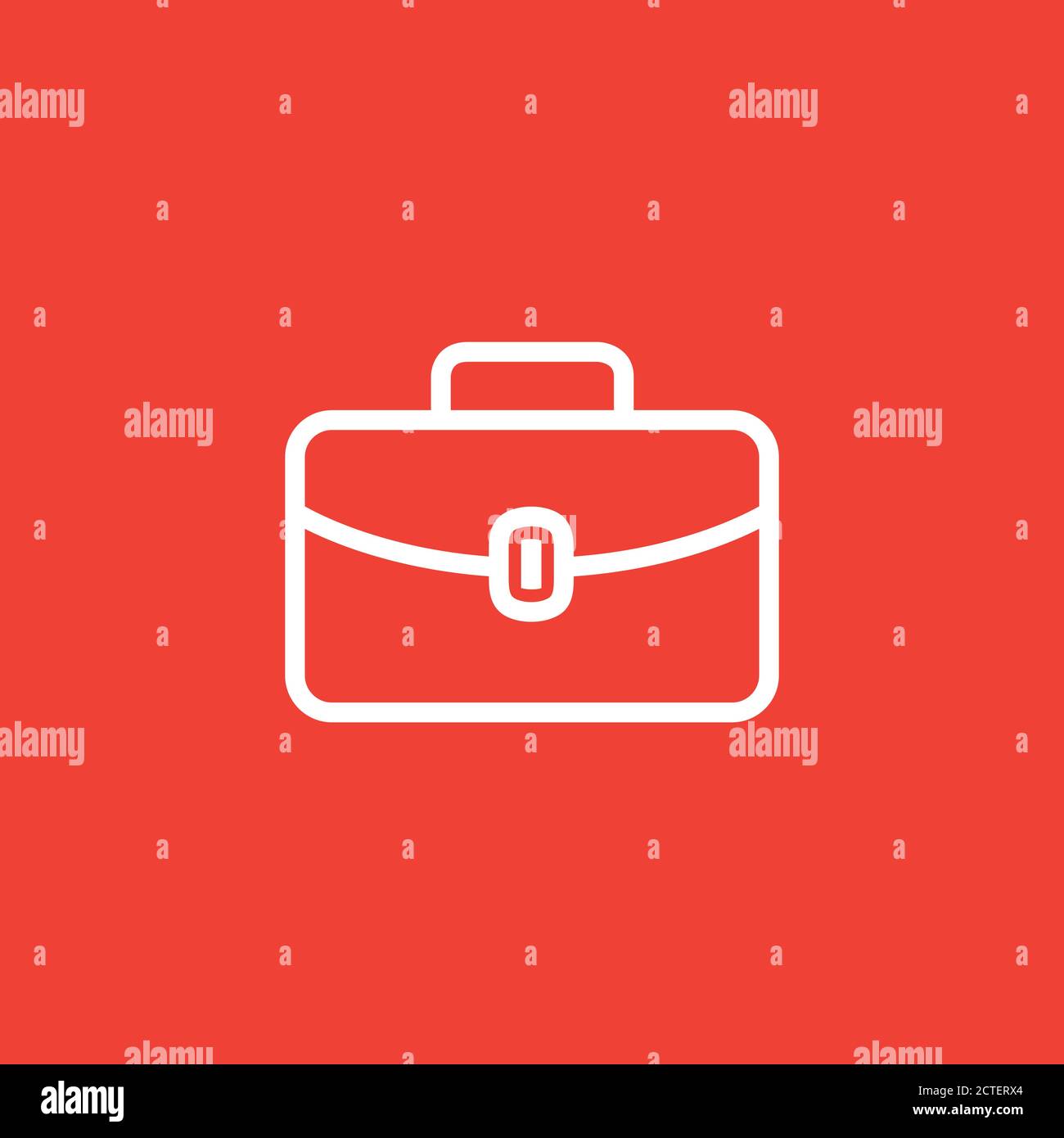 Briefcase Line Icon On Red Background. Red Flat Style Vector ...
