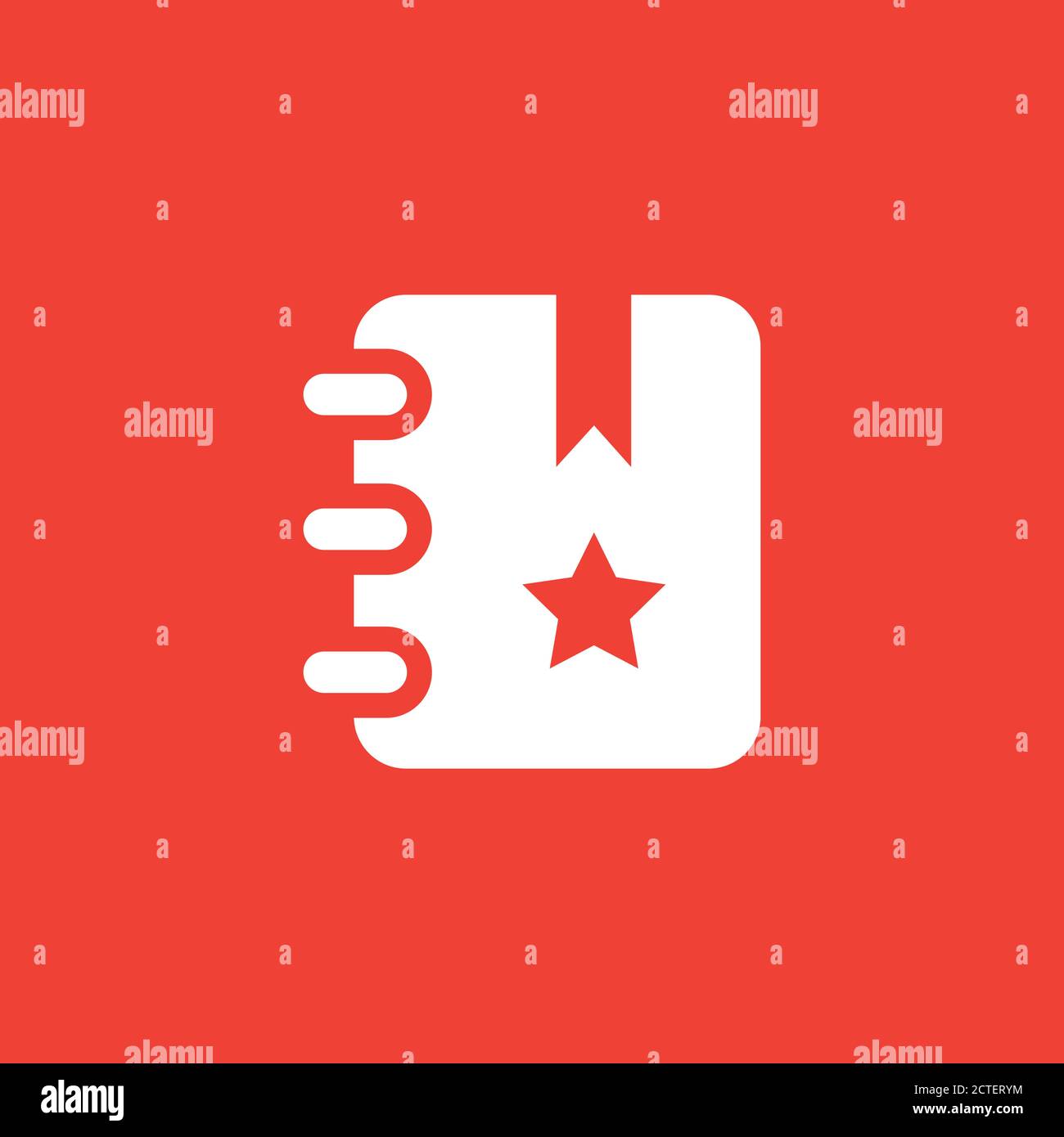 Bookmark Icon On Red Background. Red Flat Style Vector Illustration ...
