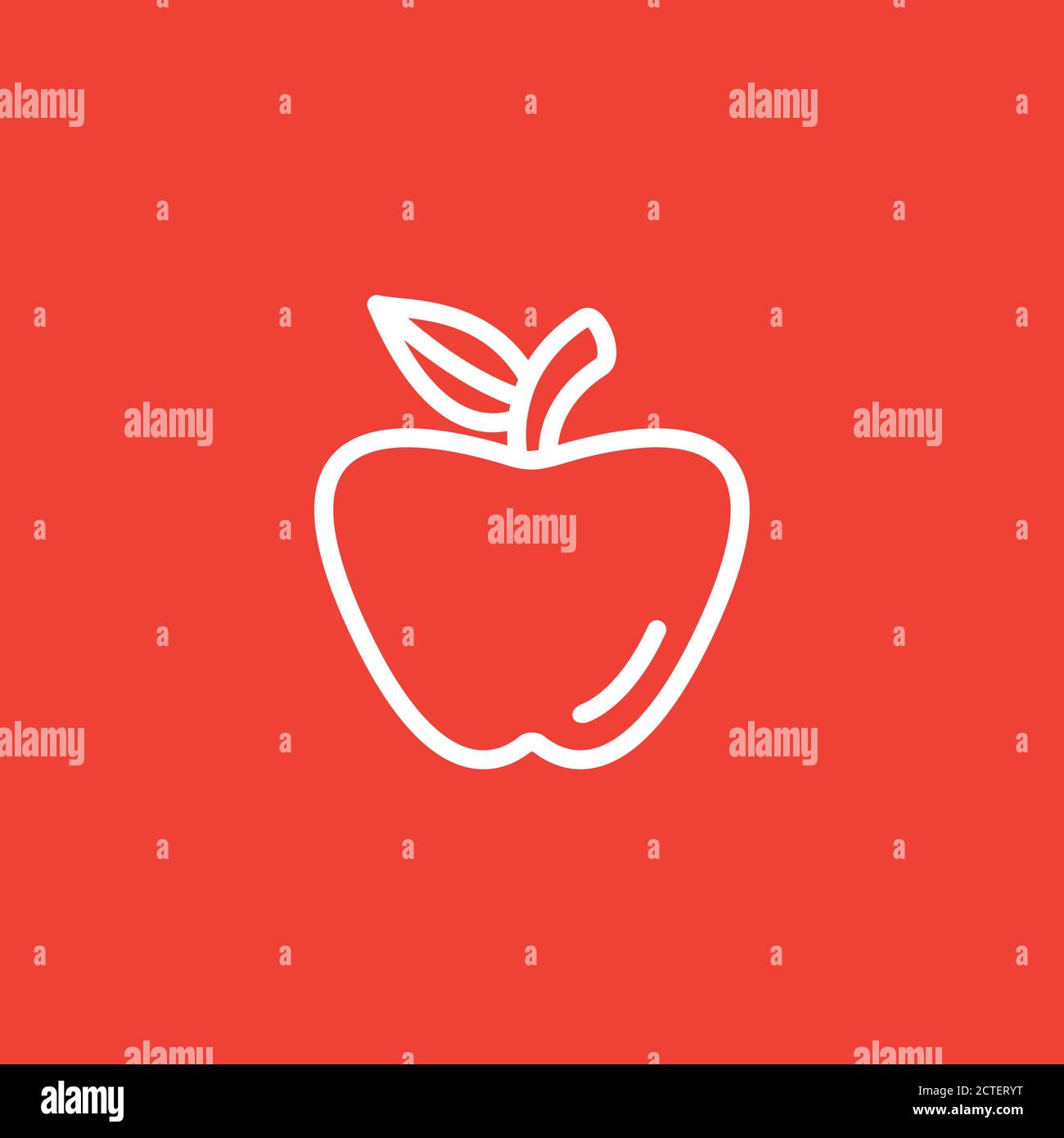 Apple Line Red Icon On White Background. Red Flat Style Vector ...