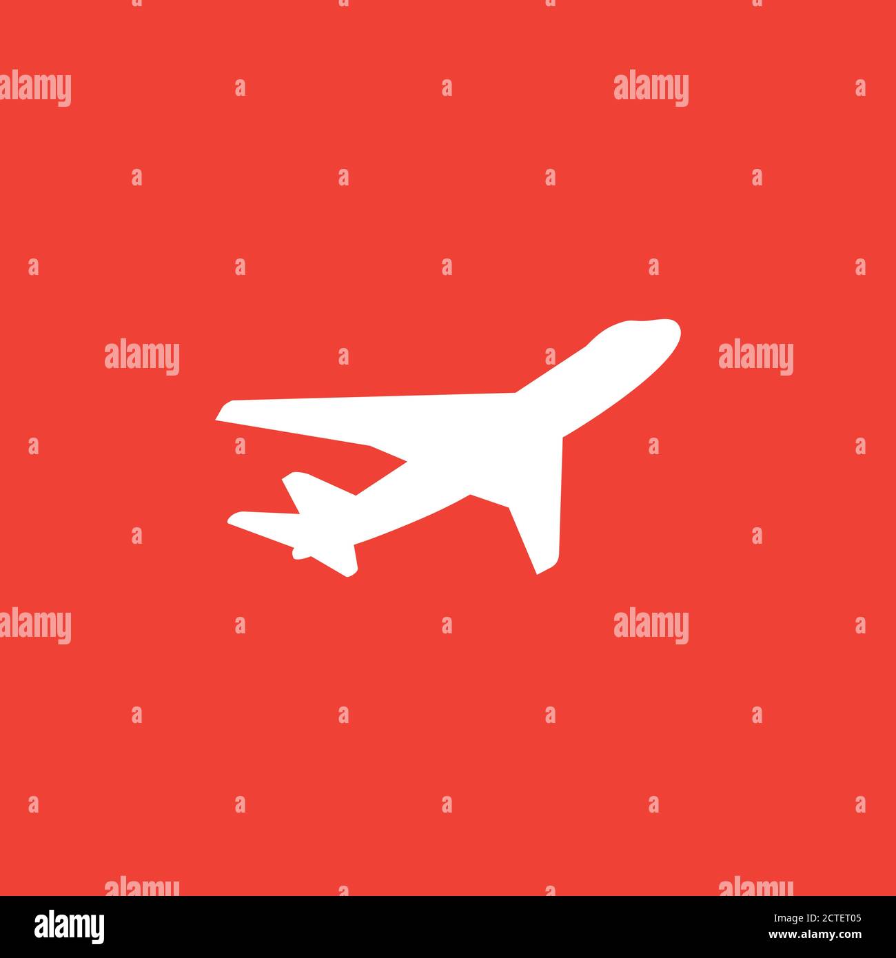 Airplane Red Icon On White Background. Red Flat Style Vector ...