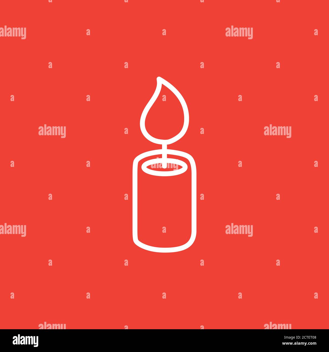 Candle Line Icon On Red Background. Red Flat Style Vector Illustration ...