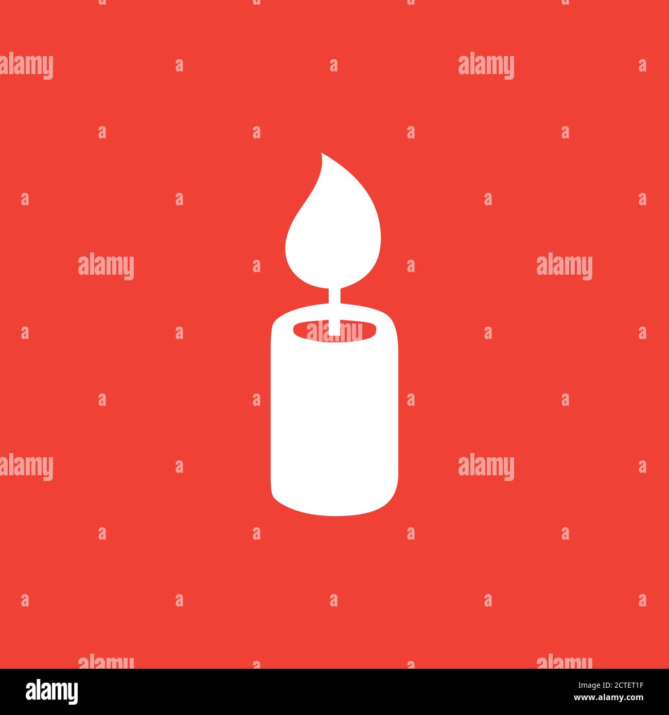 Candle Icon On Red Background. Red Flat Style Vector Illustration Stock ...