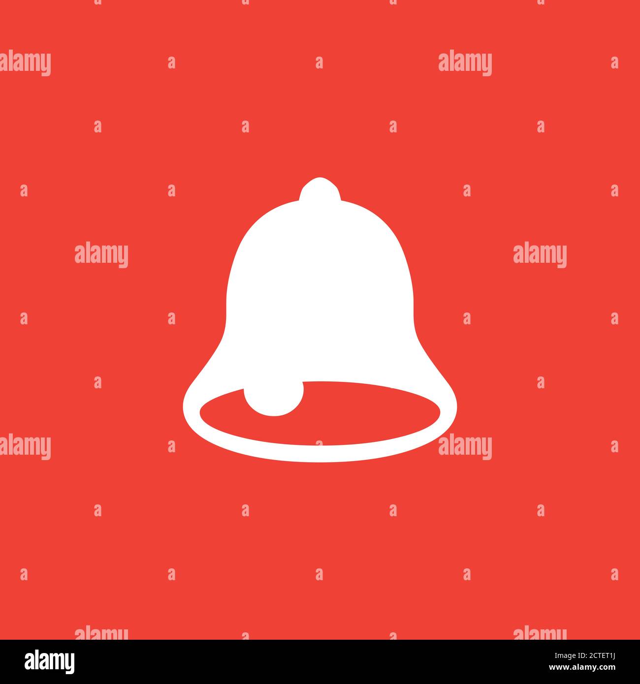 Bell Icon On Red Background. Red Flat Style Vector Illustration Stock ...