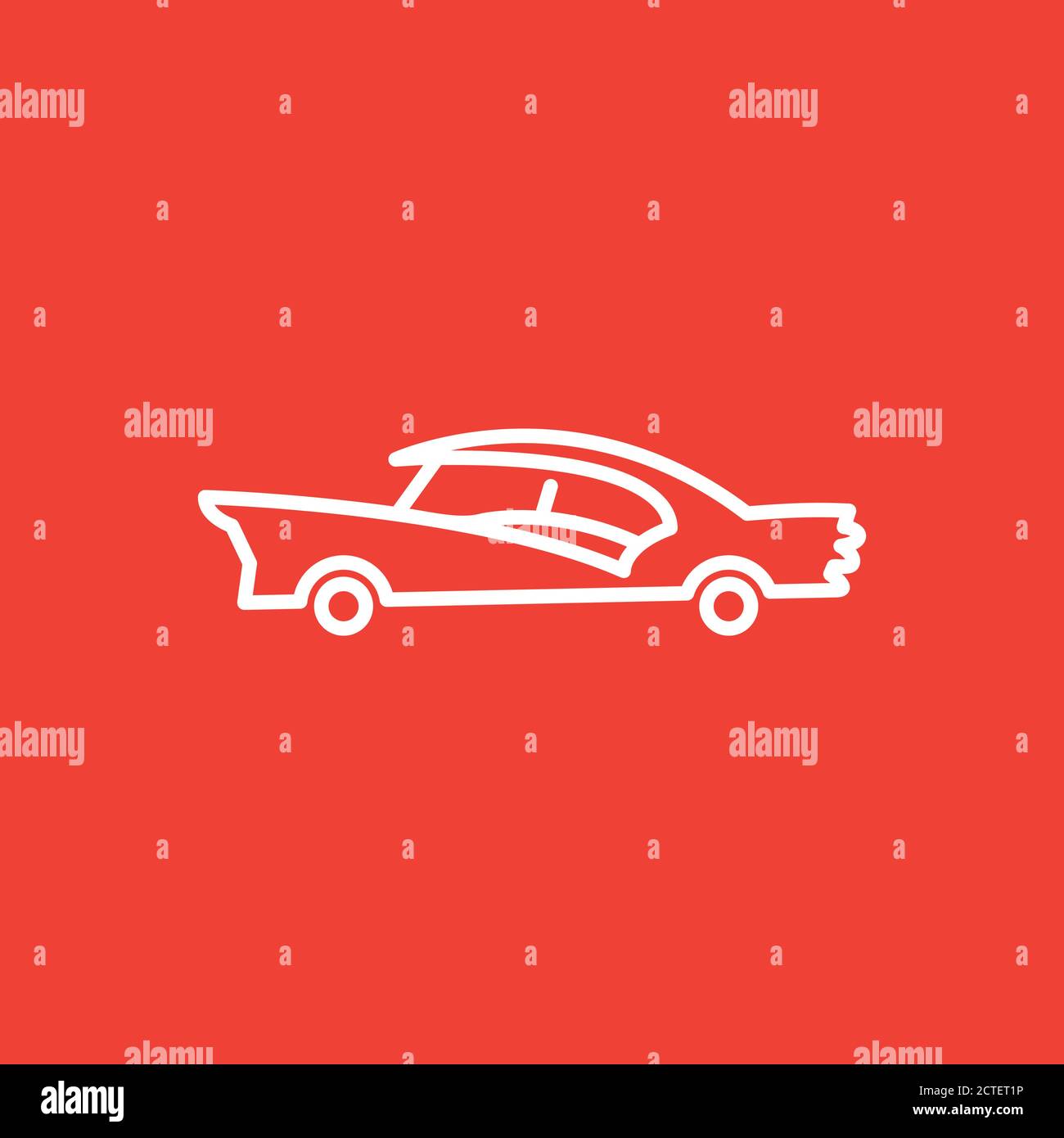 Car Line Icon On Red Background. Red Flat Style Vector Illustration ...