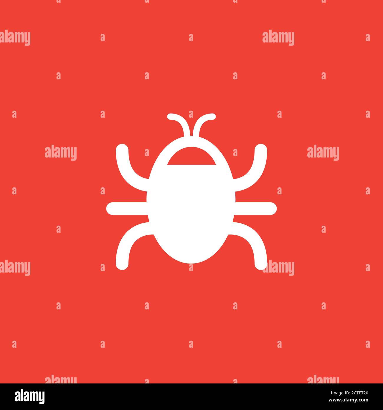 Bug Icon On Red Background. Red Flat Style Vector Illustration Stock ...