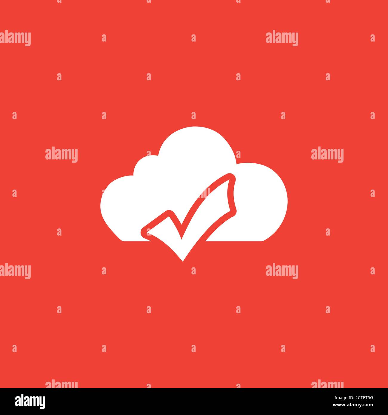 Cloud Icon On Red Background. Red Flat Style Vector Illustration Stock ...