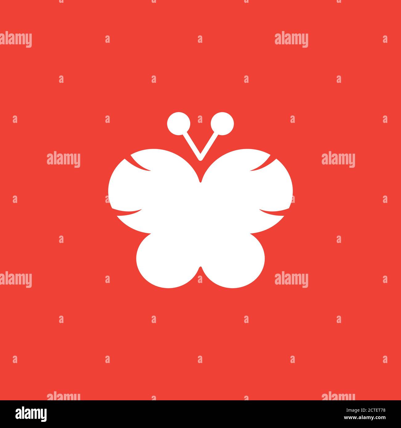 Butterfly Icon On Red Background. Red Flat Style Vector Illustration ...
