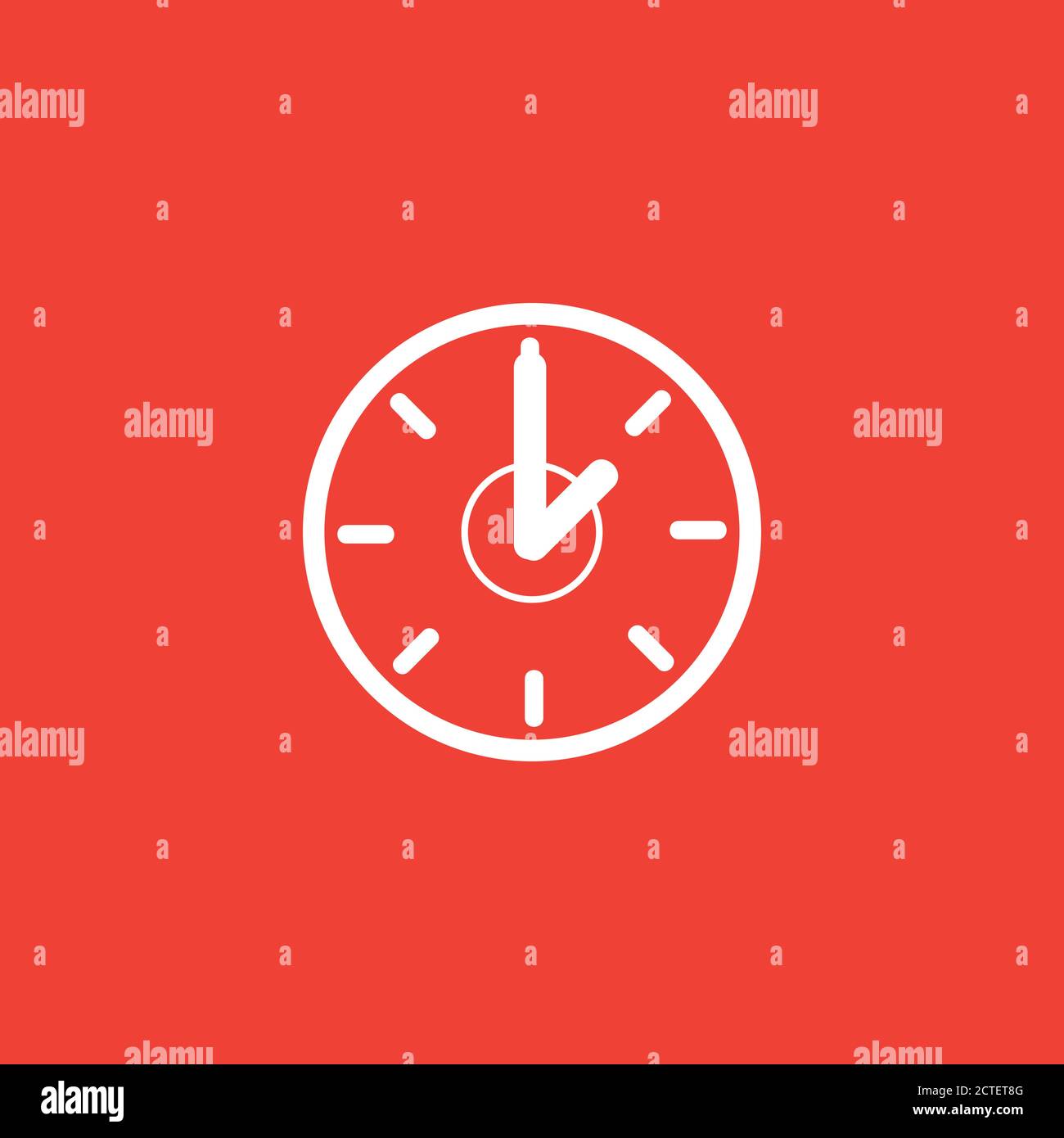 Clock Icon On Red Background. Red Flat Style Vector Illustration Stock ...