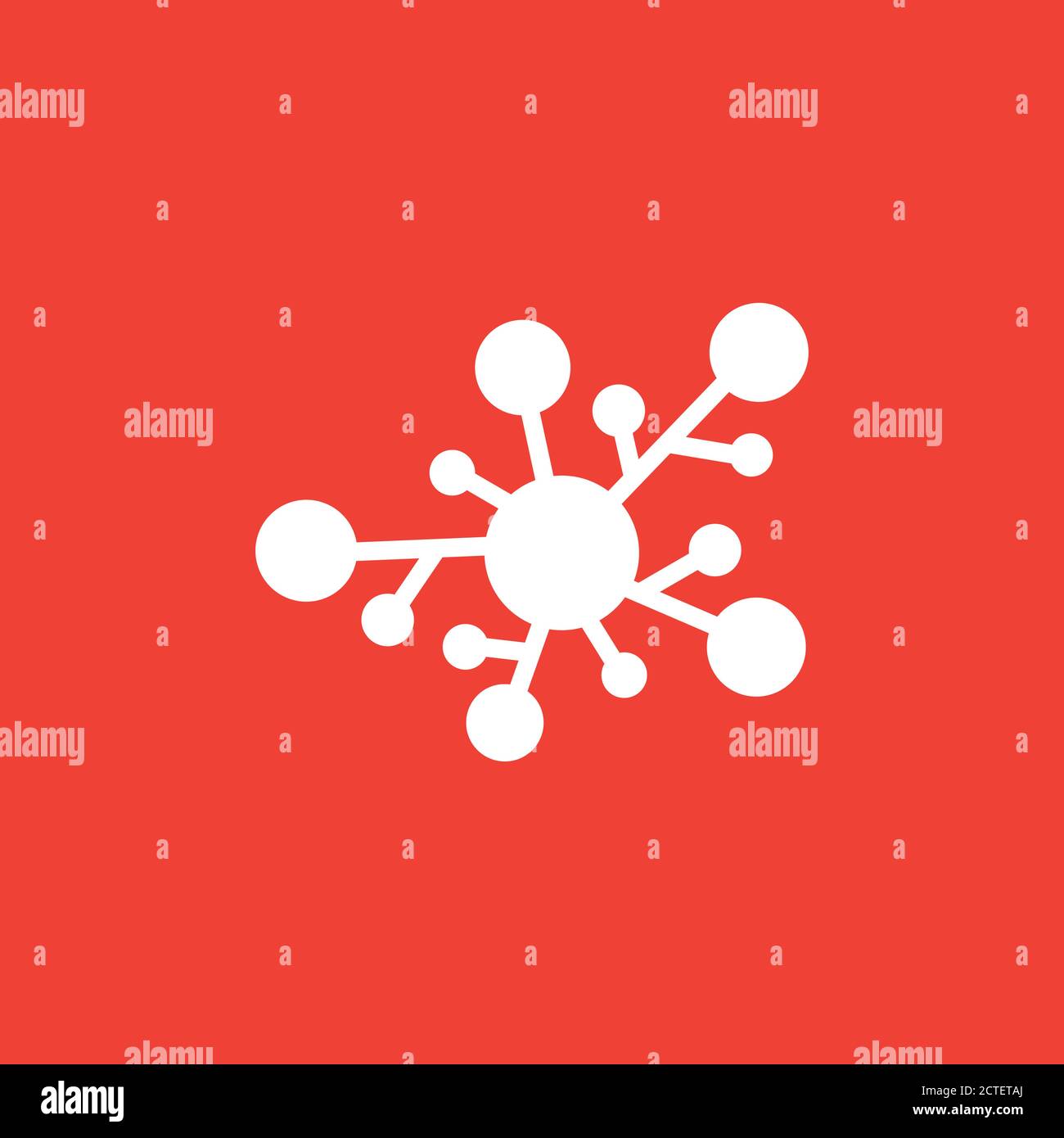 Chemical Bond Icon On Red Background. Red Flat Style Vector ...