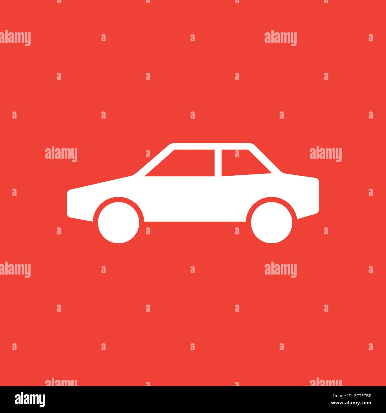 Car Icon On Red Background. Red Flat Style Vector Illustration Stock ...